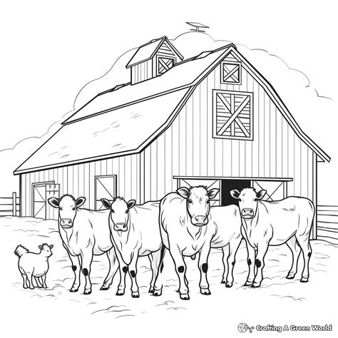 Barn Coloring Farm Outline Pages Clipart Cartoon Clip Drawing Sheets
