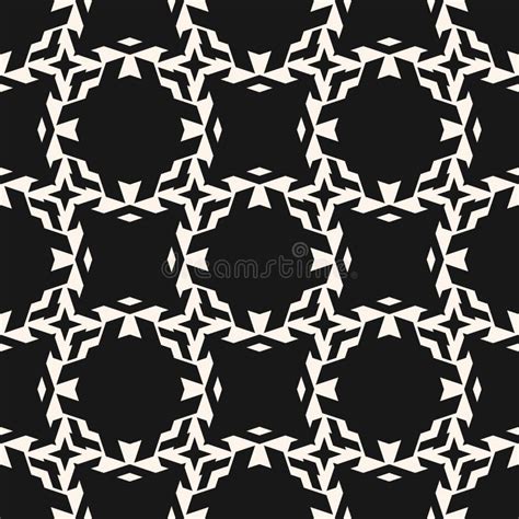Vector Monochrome Ornamental Seamless Pattern With Carved Grid Lattice Net Stock Vector