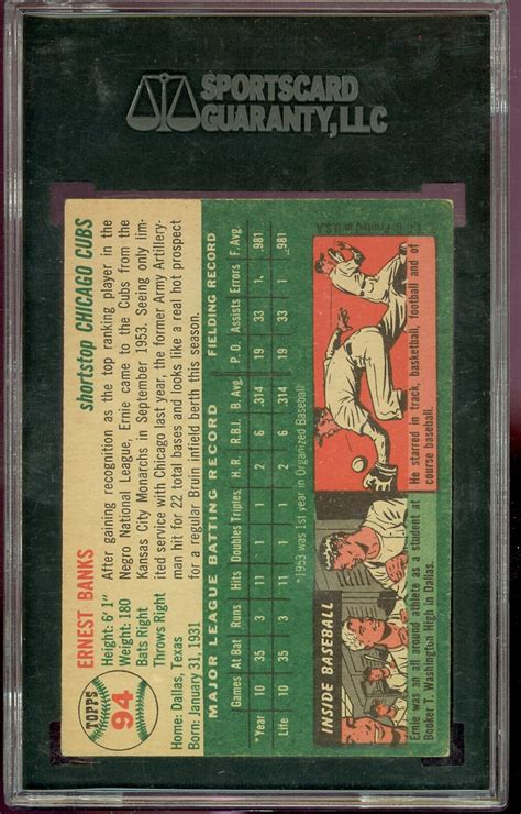 1954 Topps Ernie Banks Rookie Card Chicago Cubs Hof Graded Ex Sgc 5 Ebay