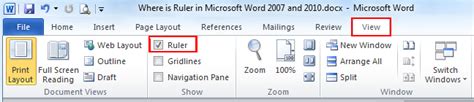 Where Is The Ruler In Microsoft Word 2007 2010 2013 2016 2019 And 365