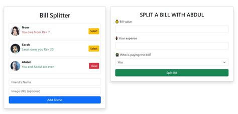 React Bootstrap5 Billsplitter Webdevelopment Abdul Ghaffar