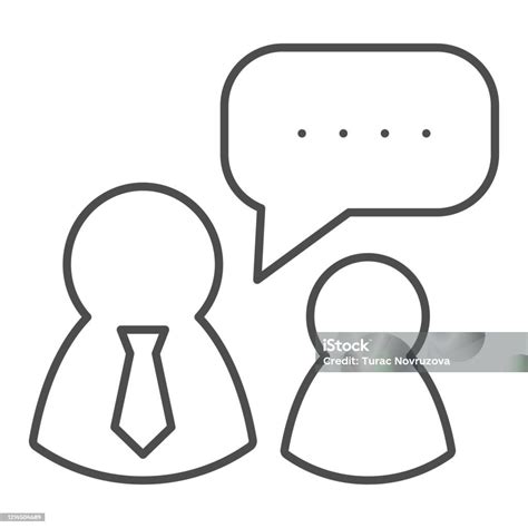 면접 얇은 라인 아이콘입니다 상사와 직원 당국 기호와 대화 흰색 배경에 스타일 그림을 윤곽 모바일 컨셉 및 웹 디자인에 대한