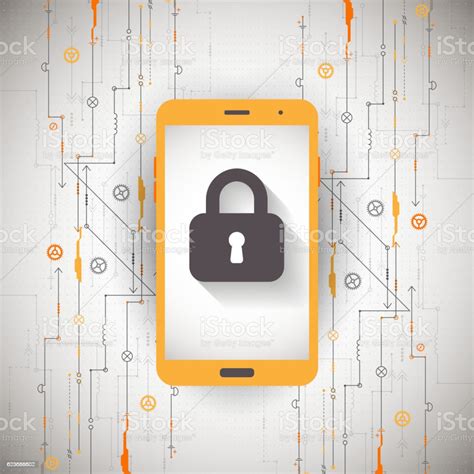 Mobile Security Protection Vector Illustration Stock Illustration