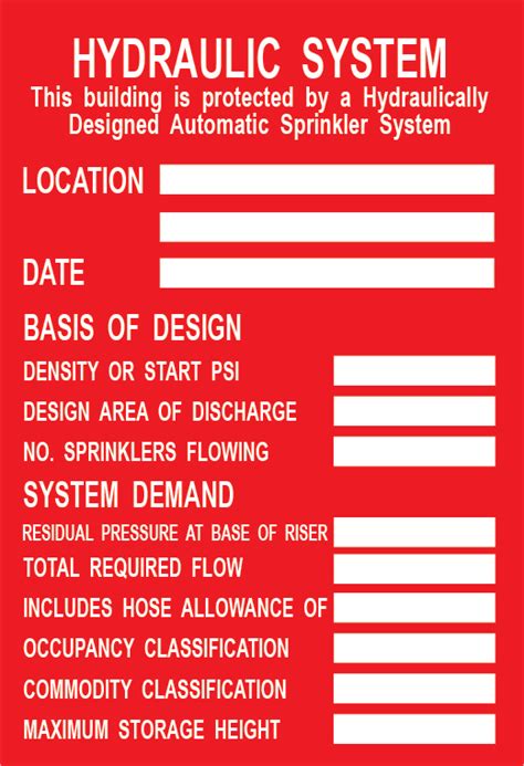 Generic Hydraulic Sign Hydraulic Data Sign