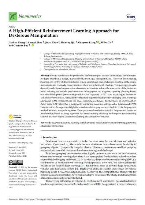 Pdf A High Efficient Reinforcement Learning Approach For Dexterous
