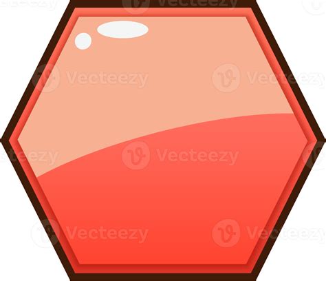 Red Cartoon Hexagon Button 10975650 Png