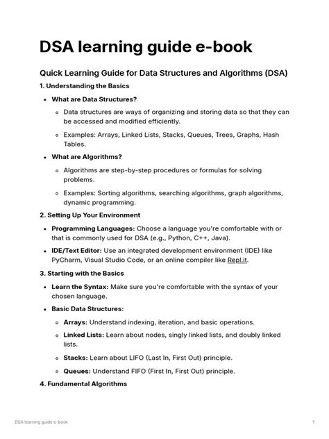 dsa learning guide e book pdf theoretical computer science algorithms