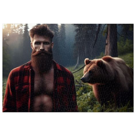 Big Bearded Gay Lumberjack Grizzly Jigsaw Puzzle 1000 Piece Etsy