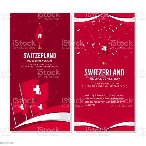 스위스 독립 기념일 축 하 포스터 배너 세트 디자인 인쇄 벡터 템플릿 일러스트 0명에 대한 스톡 벡터 아트 및 기타 이미지