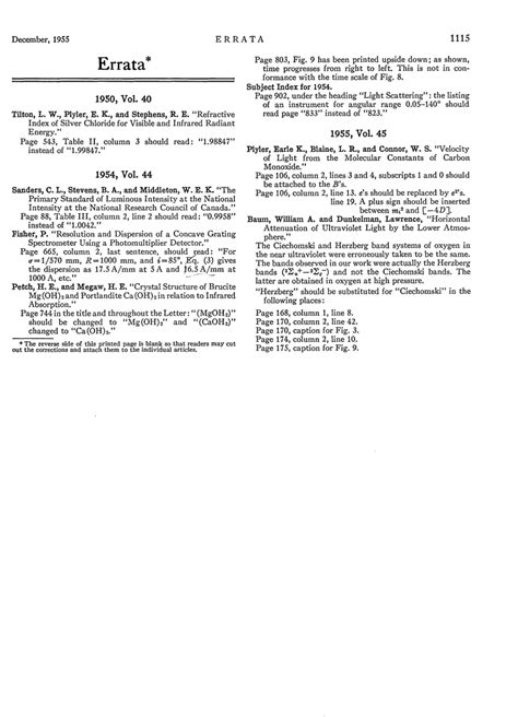 Errata Resolution And Dispersion Of A Concave Grating Spectrometer Using A Photomultiplier Detector