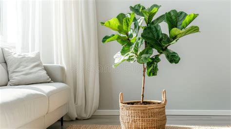 A High Resolution Image Of A Cozy Home Corner With A Large Fiddle Leaf
