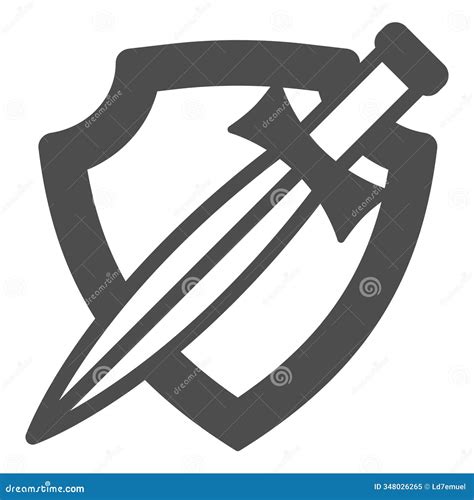 Sword Knife With Shield Solid Icon Medieval Culture Concept Vector