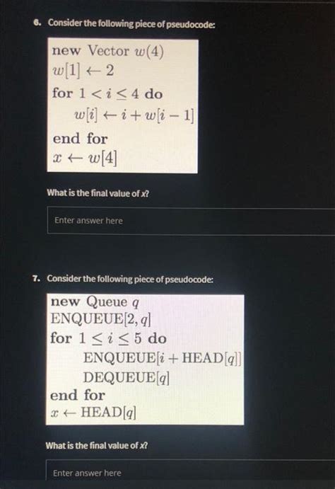 Solved Consider The Following Piece Of Pseudocode New Chegg