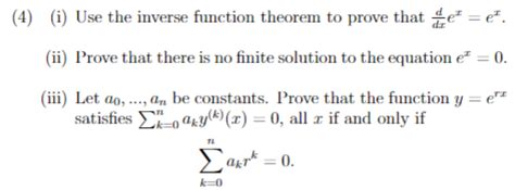 Solved 4 I Use The Inverse Function Theorem To Prove