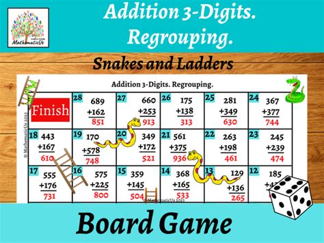 Addition Digits With Regrouping Snakes And Ladders Dice Games Made By Teachers