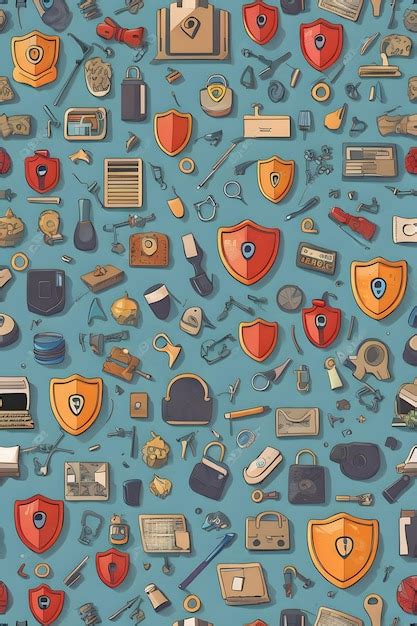 Premium Ai Image Flat Illustration Of Internet Security Seamless Pattern