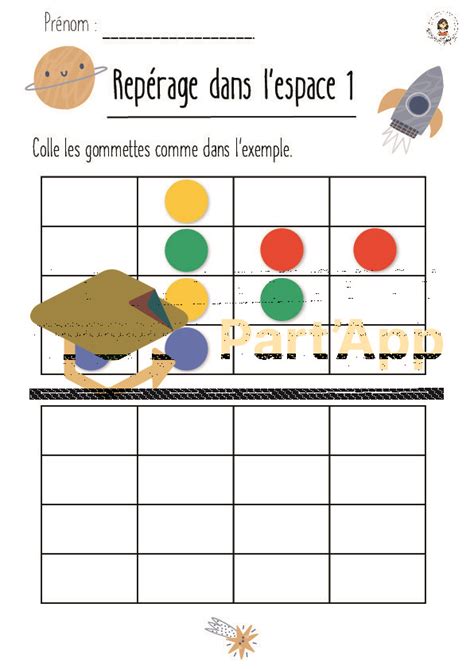Partapp 6x Fiches Ateliers Lespace Orientation Spatiale Gommettes