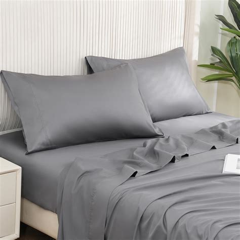 Downcool Twin Sheets Set Grey 100 Cotton Sheets 400