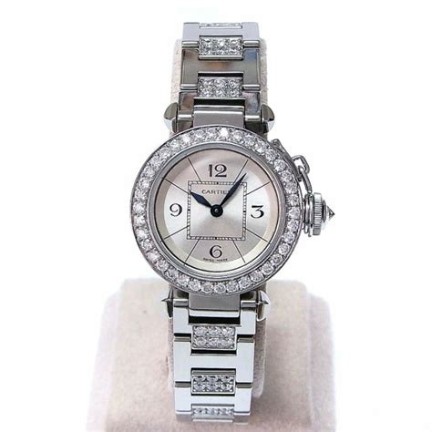 Cartier Pasha Stainless Steel Womens Diamond Watch 27mm Itshot S000413