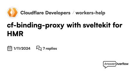 Cf Binding Proxy With Sveltekit For Hmr Cloudflare Developers
