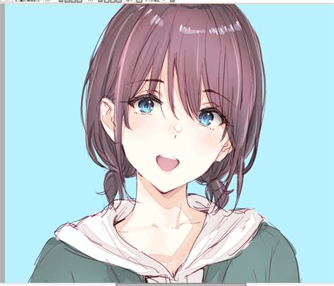 Safebooru 1girl Art Program In Frame Blue Background Blue Eyes