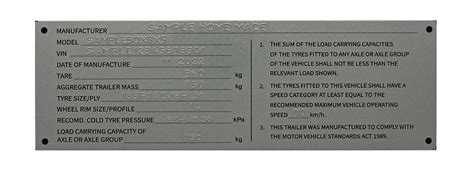 Trailer Compliance Vin Plate And Engraving Silver Used Trailers Made
