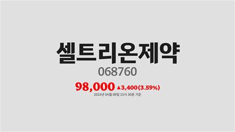 셀트리온제약주가분석068760 2024년 04월 08일기준 Youtube