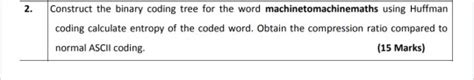 Solved 2 Construct The Binary Coding Tree For The Word