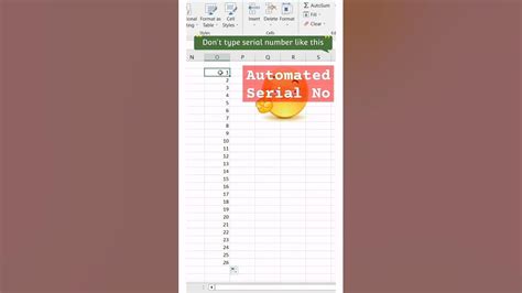 Automated Serial Number Exceltricks Exceltips Excel Youtube