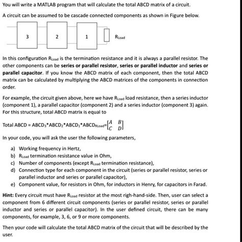 Solved You Will Write A Matlab Program That Will Calculate The Total