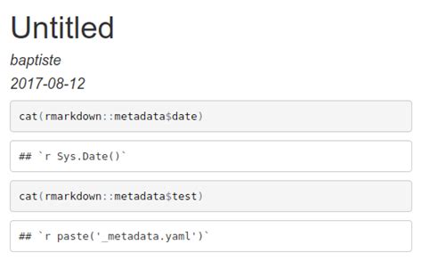Evaluating R Code In Yaml Header Stack Overflow