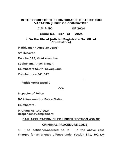 Mathivanan Sessions Bail Dj Pdf Bail Crime And Violence