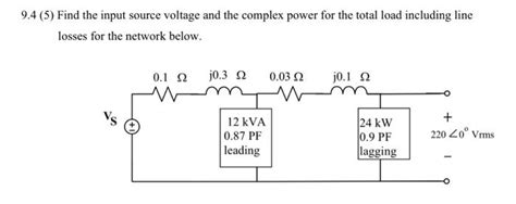 Solved 94 5 Find The Input Source Voltage And The Complex