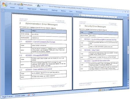 Error Messages Guide Template MS Word MS Office Templates With AI Prompts