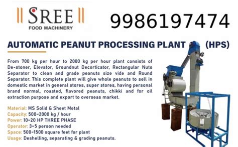 Automatic Peanut Processing Plant Hps Three Phase At Best Price In