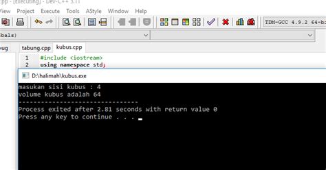 Program Dev C Program C Menghitung Volume Kubus