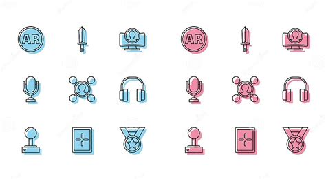 Set Line Joystick For Arcade Machine Tablet Ar Augmented Reality Medal Share Headphones