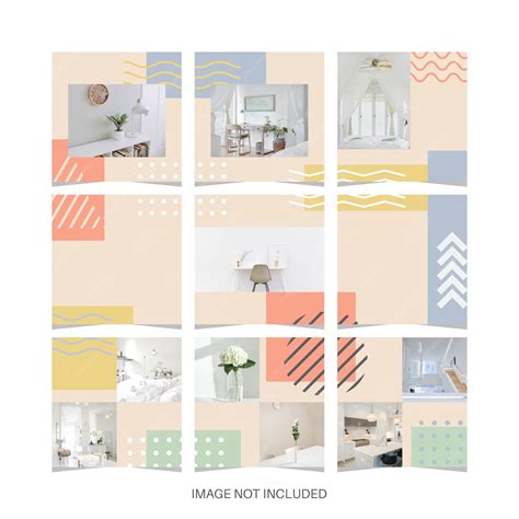 파스텔 색상의 Ig 피드 그리드의 소셜 미디어 인스타그램 포스트 배경에 대한 원활한 퍼즐 추상 모양 프리미엄 벡터