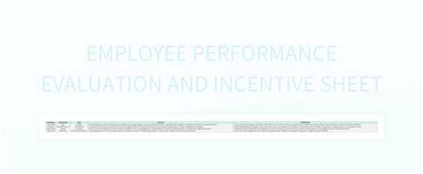 Optimizing Employee Performance Through Evaluation And Incentives Excel Template Free