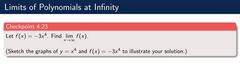 Solved Limits Of Polynomials At Infinitycheckpoint 423let Solved Limits Of Polynomials At Infinitycheckpoint 423let