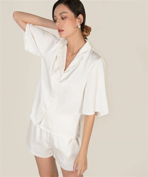 Reverie Satin Shirt Pearl White Accessories Online Singapore