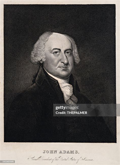 John Adams Usa President Engraving With His Signature 1848 High Res