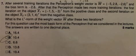 Solved 7 After Several Training Iterations The Perceptrons