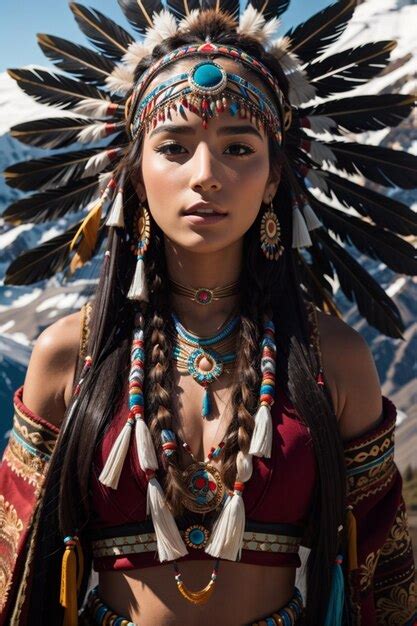 Premium Ai Image Beautiful Sexy Native American Woman In Traditional