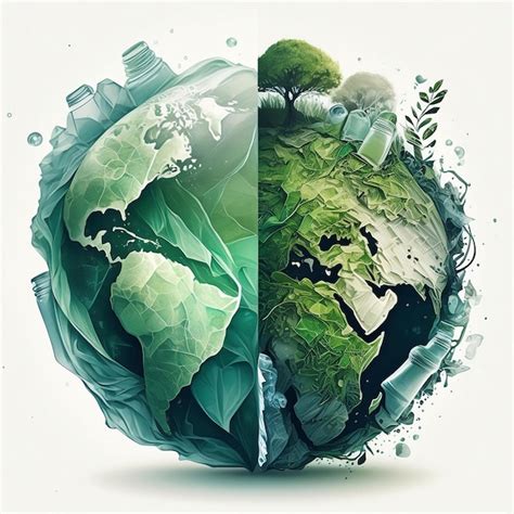 Plastic Pollution Vs Planet Earth Environmental Awareness Premium Ai
