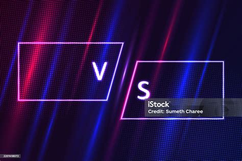 네온 프레임이 있는 대결 게임 화면과 어두운 배경에 대 기호 0명에 대한 스톡 벡터 아트 및 기타 이미지 0명 Championship 개념 Istock