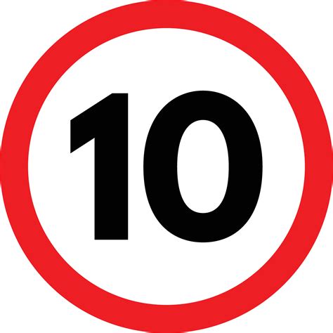Speed Limit Traffic Sign 10 Isolated On White Background Vector