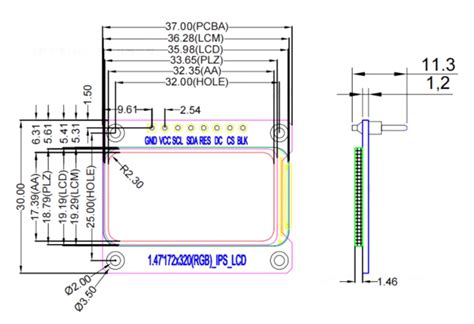 Màn Hình Lcd Tft Ips 147 Inch Rounded Corners St7789v3 Spi Interface