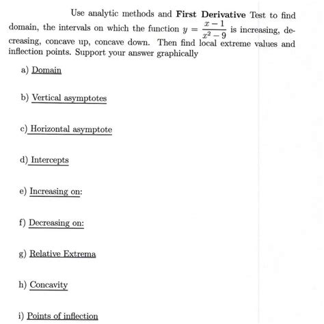solved use analytic methods and first derivative test to