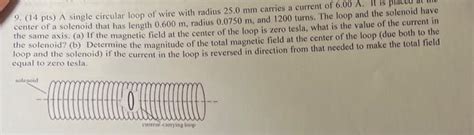 Solved 9 14 Pts A Single Circular Loop Of Wire With